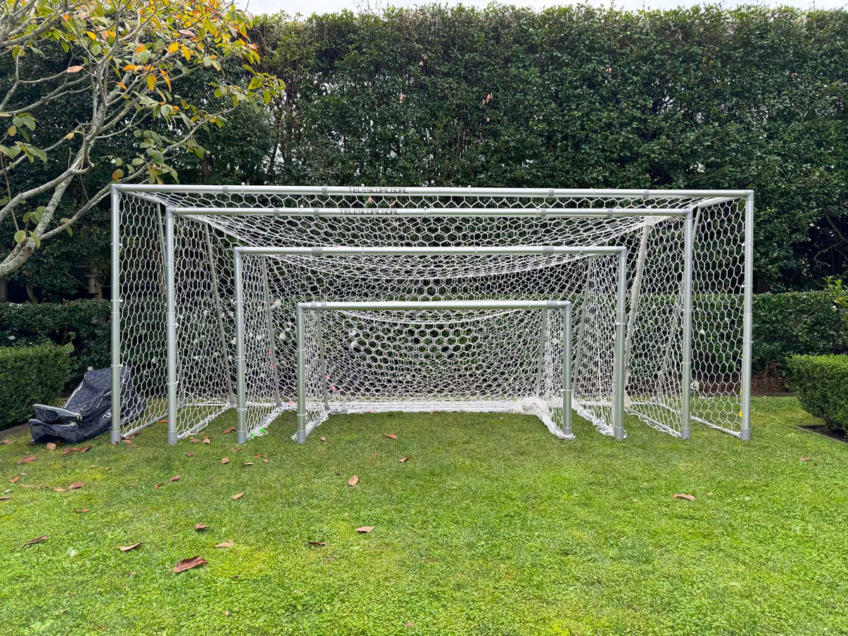 T3 Adjustable Football Goal - Full Aluminium Frame - Suitable on ANY S ...